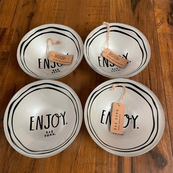 Rae Dunn | Dining | Rae Dunn Set 4 Enjoy Glass Bowls | Poshmark